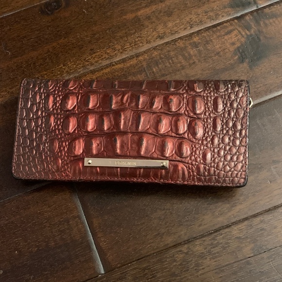 Brahmin | Bags | Brahmin Metallic Brown Crocembossed Snap Wallet | Poshmark